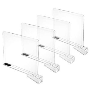 elavain heavy duty clear shelf dividers closet organizer | closet storage shelf organizer | perfect home organization, closet organization, craft storage shelves, clothes separator | pack of 4