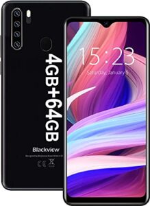 blackview unlocked smartphones, a80 plus, dual sim unlocked cell phones, bundle android 10 os 4gb+64gb rom, 6.5" hd+, fingerprint face detection, 4680mah capacity battery, 4g tmobile android phone