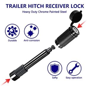 Hitch Receiver Pin Lock, Trailer Hitch Lock 5/8 Inch Dia, 4 Inch Trailer Hitch Pin, Fit 2", 2.5" Hitch Receiver Class III/IV (6000Lb-12000Lb) (2 Pack)