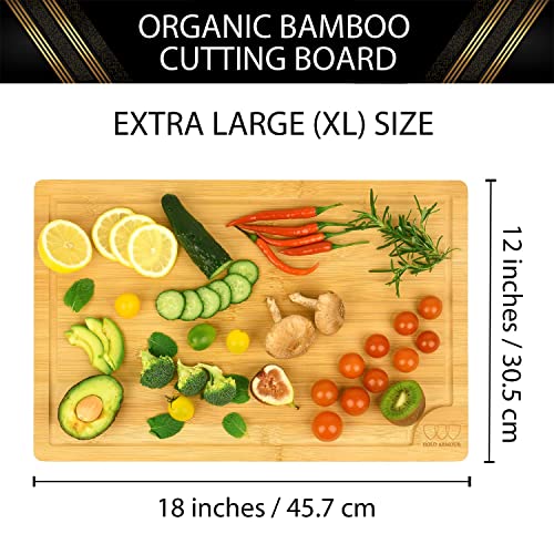 Gold Armour Extra Large Bamboo Cutting Board - Kitchen Chopping Board for Meat Cheese and Vegetables, Butcher Block (18 x 12in)