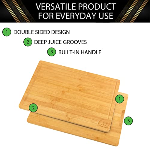 Gold Armour Extra Large Bamboo Cutting Board - Kitchen Chopping Board for Meat Cheese and Vegetables, Butcher Block (18 x 12in)