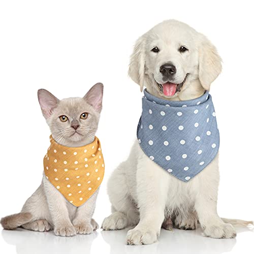 5 Pieces Dog Bandana Pet Summer Bandana Point Dog Kerchief Washable Dog Scarf Bandana Soft Comfortable Dog Daily Bib Adjustable Accessory for Dog Pet (Green, Pink, Ginger, Khaki, Blue,Dot)