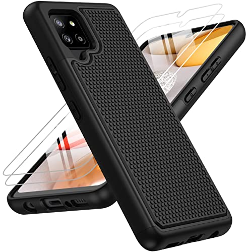 for Samsung Galaxy A42 5G Case: Dual Layer Protective Heavy Duty Cell Phone Cover Shockproof Rugged with Non Slip Textured Back - Military Protection Bumper Tough - 6.6inch (Matte Black)