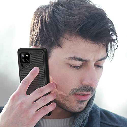 for Samsung Galaxy A42 5G Case: Dual Layer Protective Heavy Duty Cell Phone Cover Shockproof Rugged with Non Slip Textured Back - Military Protection Bumper Tough - 6.6inch (Matte Black)