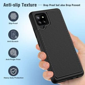 for Samsung Galaxy A42 5G Case: Dual Layer Protective Heavy Duty Cell Phone Cover Shockproof Rugged with Non Slip Textured Back - Military Protection Bumper Tough - 6.6inch (Matte Black)