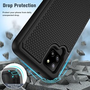 for Samsung Galaxy A42 5G Case: Dual Layer Protective Heavy Duty Cell Phone Cover Shockproof Rugged with Non Slip Textured Back - Military Protection Bumper Tough - 6.6inch (Matte Black)