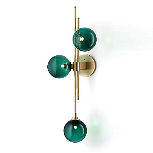 Mid-Century Modern Decorative Globe Wall Sconce Green Glass Wall Light for Living Room, Dining Room, Study Room, Bedroom