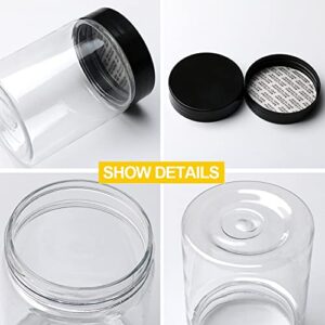 Accguan 15Pack 4oz Plastic Jar Storage Container with Black Lids Airtight Clear Wide-mouth Slime Storage Jars for Cosmetic Cream Light Clay