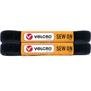 velcro brand sew on tape 5ft x 3/4 in for fabrics clothing and crafts, substitute for snaps and buttons, cut strips to length, black