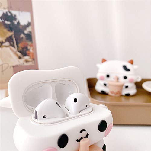 Peekdook for Air pod Pro Case Soft Silicone Cute Cartoon Boba Cow Set Fashion Food Protective Skin Accessory Keychain Girl Teens Air pod Pro Compatible Box (PRO/3 Boba Milk Cow)