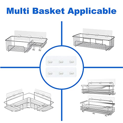 XLQADV Replacement 6 Pcs Adhesive Hooks Sticker for Shower Caddy Basket Shelf SUS304 Stainless Steel (Transparent, S)