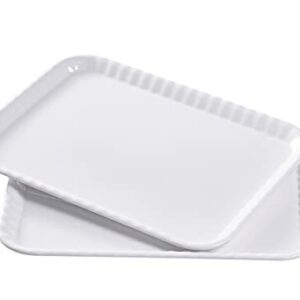 Blue Boat 15" x 11" Rectangular Serving Trays Set of 2 White, Melamine Serving Platter, Light Weight Easy to Clean Sturdy Stackable BPA-Free Dishwasher Safe