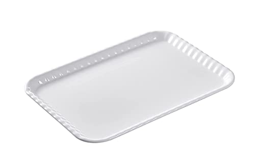 Blue Boat 15" x 11" Rectangular Serving Trays Set of 2 White, Melamine Serving Platter, Light Weight Easy to Clean Sturdy Stackable BPA-Free Dishwasher Safe