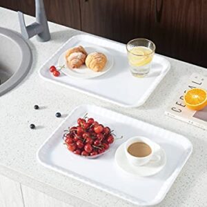 Blue Boat 15" x 11" Rectangular Serving Trays Set of 2 White, Melamine Serving Platter, Light Weight Easy to Clean Sturdy Stackable BPA-Free Dishwasher Safe