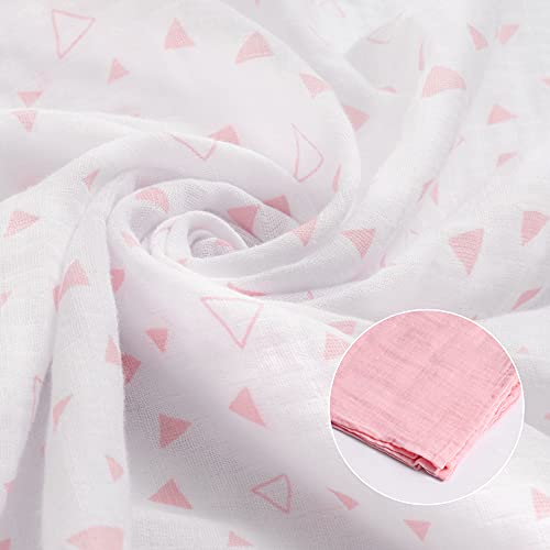 DaysU Muslin Swaddle Blankets for Newborn Babies, Breathable Cotton Baby Muslin Blankets for Girls, Large 47”x47”, Set of 3 - Pink/Floral/Geometric