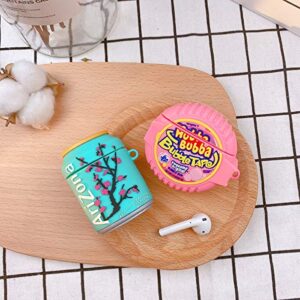 [2Pack] Cute Airpod Case for Airpod 2/1,3D Cartoon Kawaii Food Bubble Gum & Drink Airpods Cover Design Girl Boys Teens Fashion Fun Shockproof Protective Skin Accessories Silicone Case for Airpods 1&2