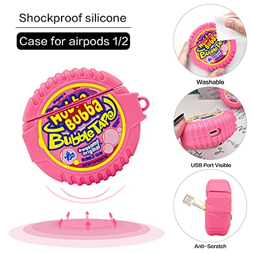 [2Pack] Cute Airpod Case for Airpod 2/1,3D Cartoon Kawaii Food Bubble Gum & Drink Airpods Cover Design Girl Boys Teens Fashion Fun Shockproof Protective Skin Accessories Silicone Case for Airpods 1&2