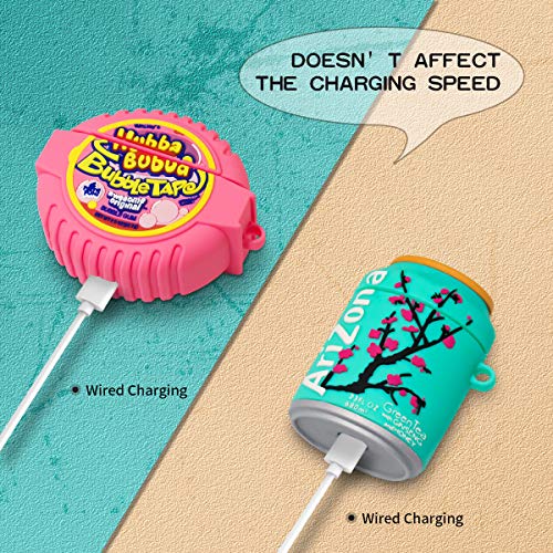 [2Pack] Cute Airpod Case for Airpod 2/1,3D Cartoon Kawaii Food Bubble Gum & Drink Airpods Cover Design Girl Boys Teens Fashion Fun Shockproof Protective Skin Accessories Silicone Case for Airpods 1&2