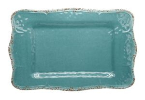 gourmet art crackle set of 2 melamine rectangular serving trays/platters aquamarine blue 17"