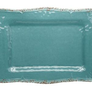 Gourmet Art Crackle Set of 2 Melamine Rectangular Serving Trays/Platters Aquamarine blue 17"