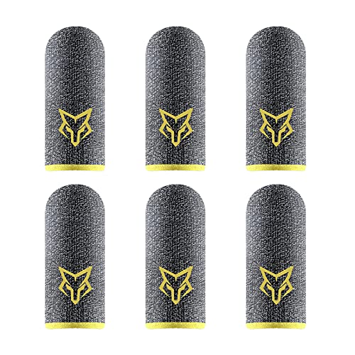 Extended Edition, 6D Gaming Finger Sleeve,Mobile Game Finger Sleeves, Pack of 6, Highly Conductive 100% Silver Thread, Durable 24-Needle Weave (Yellow)