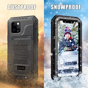 Mitywah Waterproof Case for iPhone 12 Pro Max, Heavy Duty Military Grade Armor Metal Case, Full Body Protective Rugged Shockproof Thick Dustproof Strong Case for iPhone 12 Pro Max 6.7’’, Black