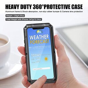 Mitywah Waterproof Case for iPhone 12 Pro Max, Heavy Duty Military Grade Armor Metal Case, Full Body Protective Rugged Shockproof Thick Dustproof Strong Case for iPhone 12 Pro Max 6.7’’, Black