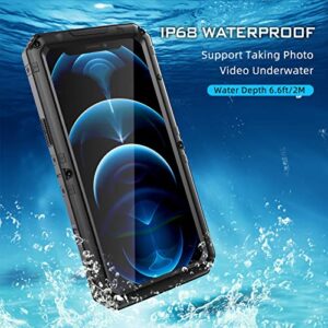 Mitywah Waterproof Case for iPhone 12 Pro Max, Heavy Duty Military Grade Armor Metal Case, Full Body Protective Rugged Shockproof Thick Dustproof Strong Case for iPhone 12 Pro Max 6.7’’, Black