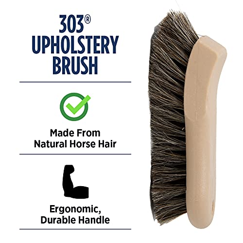 303 Upholstery Brush - Horse Hair Bristles - Tough On Stubborn Stains, Gentle On Delicate Fabrics - Contoured, Ergonomic Design - Leather Seats, Carpets, Fabric, Upholstery, and More - (39019)