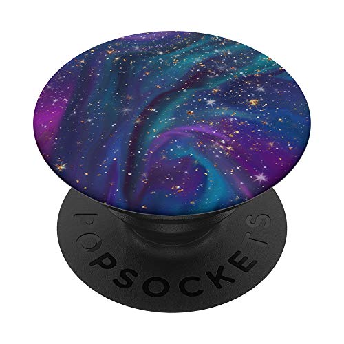 Galaxy Space in Blue Purple Cyan Green Yellow AEHP658 PopSockets PopGrip: Swappable Grip for Phones & Tablets