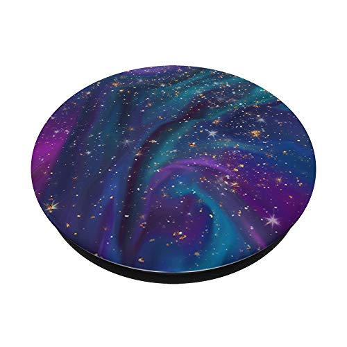 Galaxy Space in Blue Purple Cyan Green Yellow AEHP658 PopSockets PopGrip: Swappable Grip for Phones & Tablets