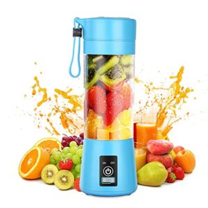 tsklooy portable blender,personal blender with usb rechargeable mini fruit juice mixer,personal size blender for smoothies and shakes mini juicer cup travel 380ml,fruit juice,milk, blue