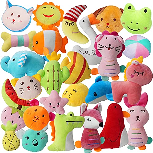 YUNKINGDOM Puppy Small Dog Squeaky Toy 27 Pack Dog Squeakers Toys for Small Dogs Cute Bulk Dog Toys Stuffed Plush Dog Toy for Puppies Pet Small Dog Toys