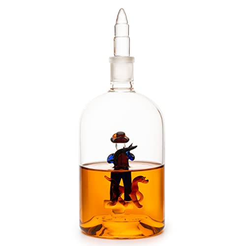 Wine & Whiskey Decanter, Hunters Gifts, Hunter with Dog - 750ml Decanter Bourbon Scotch Unique Gift for Him - Gamebirds Game - Hunter's Cowboy Decanter, Western Style Decanter, Gift Glassware