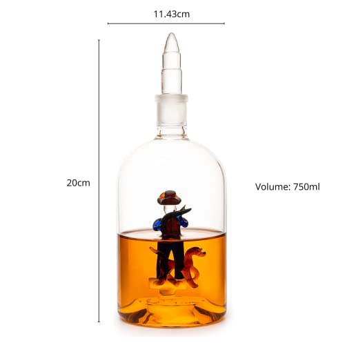 Wine & Whiskey Decanter, Hunters Gifts, Hunter with Dog - 750ml Decanter Bourbon Scotch Unique Gift for Him - Gamebirds Game - Hunter's Cowboy Decanter, Western Style Decanter, Gift Glassware