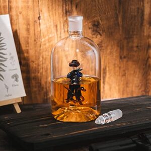 Wine & Whiskey Decanter, Hunters Gifts, Hunter with Dog - 750ml Decanter Bourbon Scotch Unique Gift for Him - Gamebirds Game - Hunter's Cowboy Decanter, Western Style Decanter, Gift Glassware