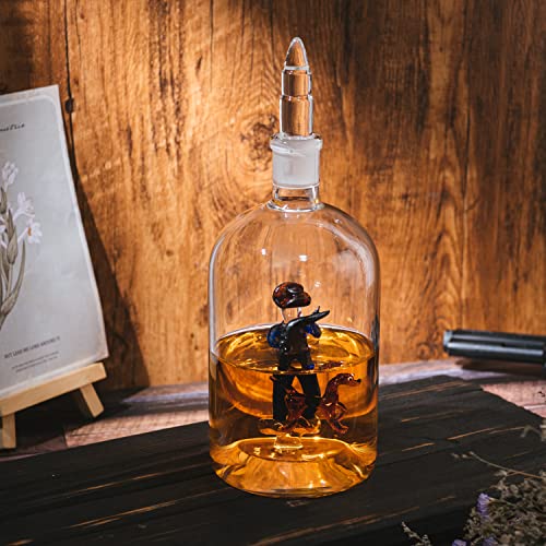 Wine & Whiskey Decanter, Hunters Gifts, Hunter with Dog - 750ml Decanter Bourbon Scotch Unique Gift for Him - Gamebirds Game - Hunter's Cowboy Decanter, Western Style Decanter, Gift Glassware