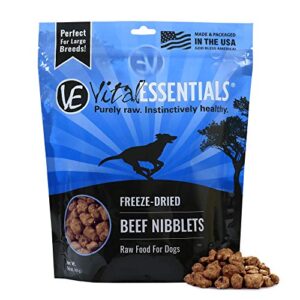 vital essentials freeze dried dog food, beef nibblets 16 oz