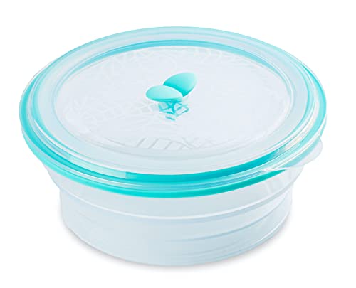 Pristain Platinum 100% Silicone Food-grade Plastic-free Collapsible Container- Microwave-safe, Dishwasher-safe, Environment-friendly (Aquamarine)