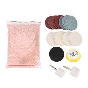 Glass Polishing Kit, Windscreen Scratch Removal Set Ceric Dioxide Abrasive Discs Polish Pads Felt for Removing Wiper Blade Damage, Scuffs