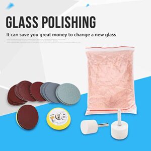 Glass Polishing Kit, Windscreen Scratch Removal Set Ceric Dioxide Abrasive Discs Polish Pads Felt for Removing Wiper Blade Damage, Scuffs