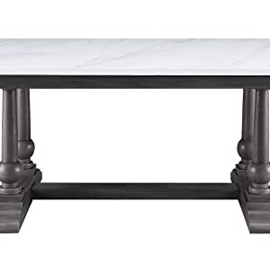 Acme Furniture Marble Rectangular Dining Table, White/Gray Oak