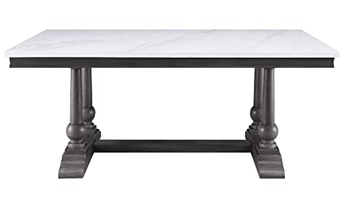 Acme Furniture Marble Rectangular Dining Table, White/Gray Oak