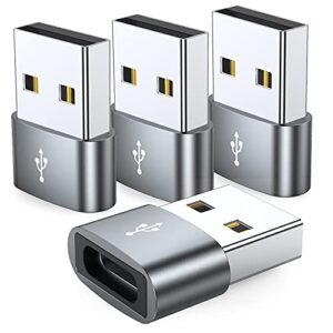 jxmox usb c female to usb male adapter 4-pack, type c to usb a charger cable converter,compatible with iphone 11 12 13 14 plus pro max,ipad air 4 5 mini 6,samsung galaxy s23+ s22 s21 s20,pixel 5 4xl