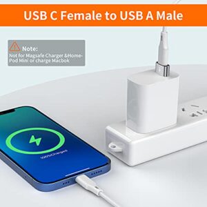 JXMOX USB C Female to USB Male Adapter 4-Pack, Type C to USB A Charger Cable Converter,Compatible with iPhone 11 12 13 14 Plus Pro Max,iPad Air 4 5 Mini 6,Samsung Galaxy S23+ S22 S21 S20,Pixel 5 4XL