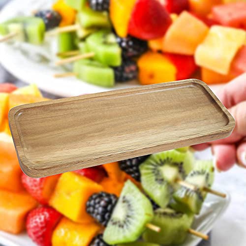 3 Pack Acacia Wooden Rectangular Serving Tray, Farmhouse Platter, Dessert Appetizer Plates, Salad Plates,for Fruit, Cookie, Platter, Bread Vegetable, Food