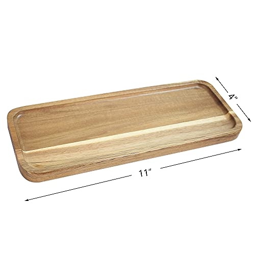 3 Pack Acacia Wooden Rectangular Serving Tray, Farmhouse Platter, Dessert Appetizer Plates, Salad Plates,for Fruit, Cookie, Platter, Bread Vegetable, Food