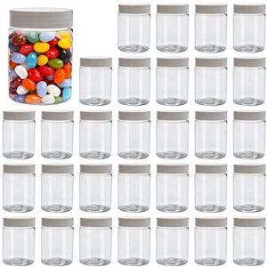 woaiwo-q plastic jar with lid, 4 oz clear plastic storage favor jars, empty slime containers with lids for food storage, beauty products(white, set of 30)