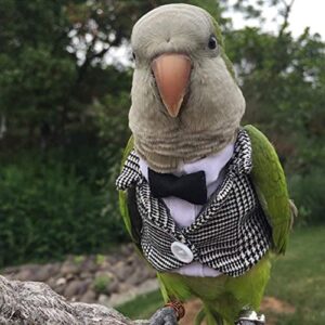 FORZENA Bird Clothes Birds Flight Suit,Tuxedo Business Suit for Parrots African Greys Parakeet Cockatiel Sun Conure Christmas Party Birthday Cosplay Photo Prop Small Animals Apparel (M,Grid Suit)