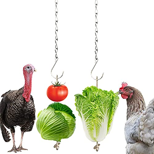 Chicken Veggies Skewer Fruit Holder for Hens Pet Chicken Vegetable Hanging Feeder Toy for Hens Large Birds（2pcs）